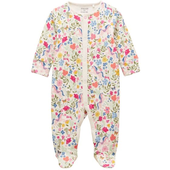 Joules Kids Razamataz Sleepsuit Cream Horse Print
