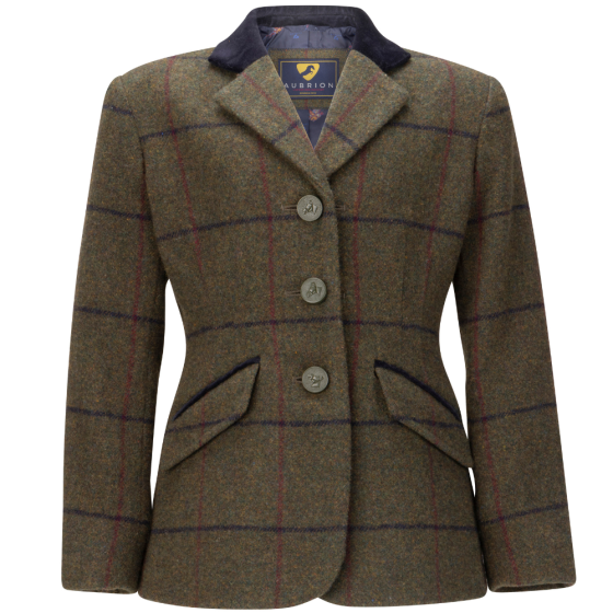 Shires Kids Aubrion Saratoga Tweed Jacket Spruce Green Check