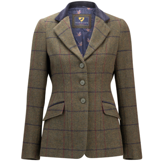 Shires Womens Aubrion Saratoga Tweed Jacket Spruce Green Check