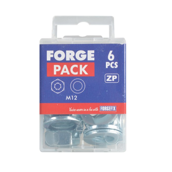 Forgefix ForgePack Nut and Washer M12 Zinc Coated (4 Pack)