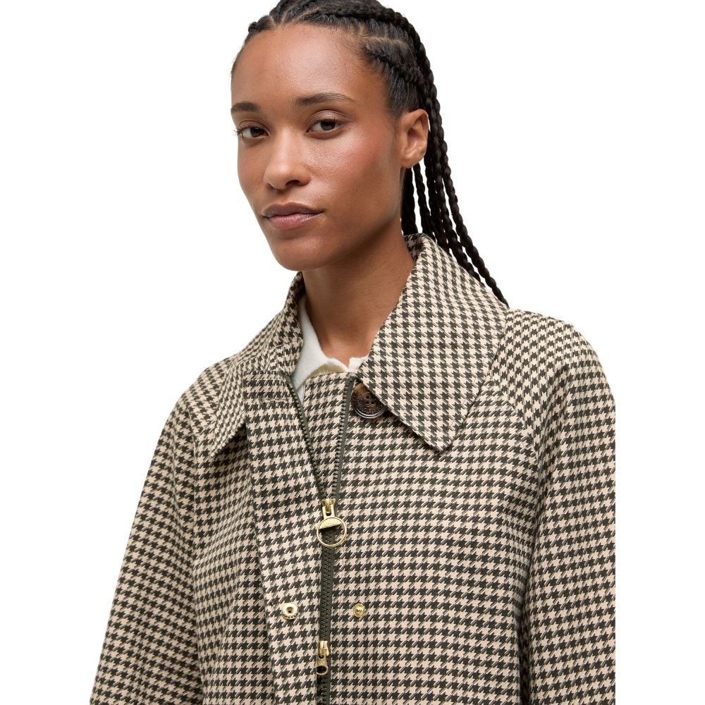 Barbour Womens Kennedy Check Showerproof Jacket Sage Houndstooth Mist