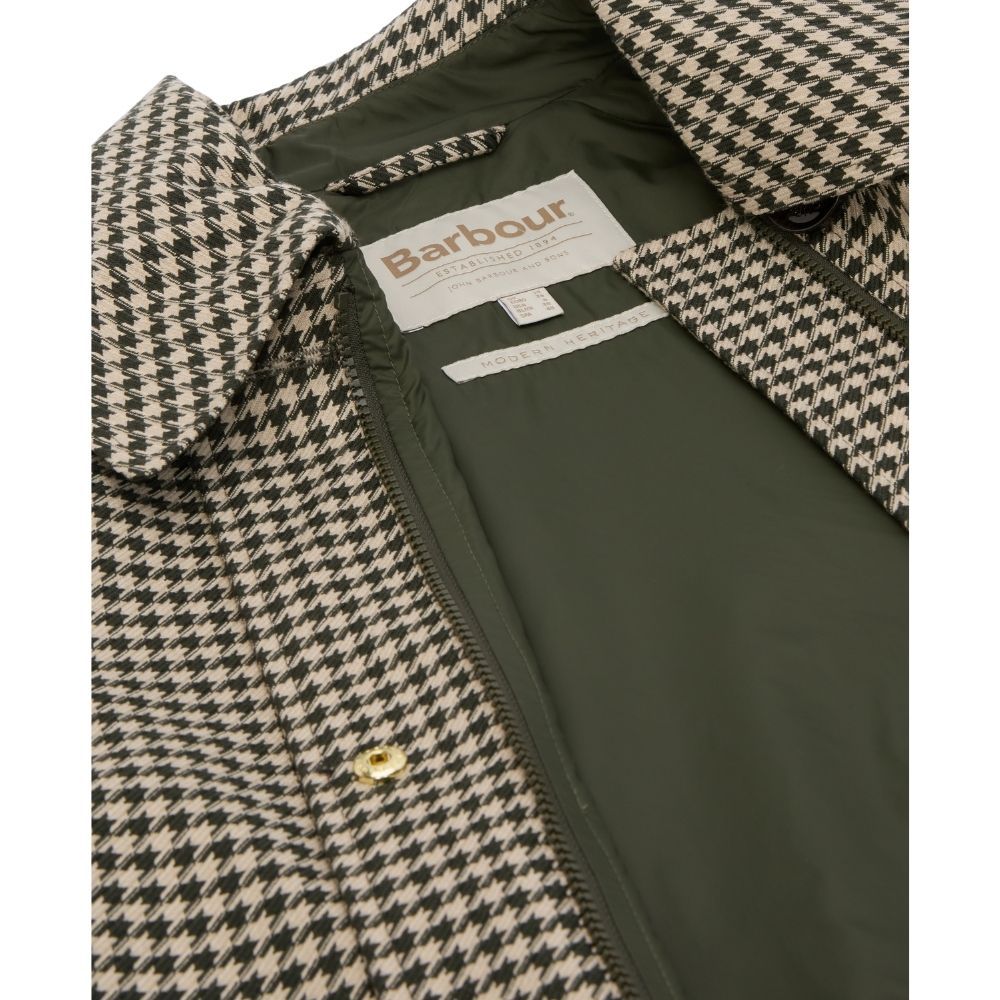 Barbour Womens Kennedy Check Showerproof Jacket Sage Houndstooth Mist