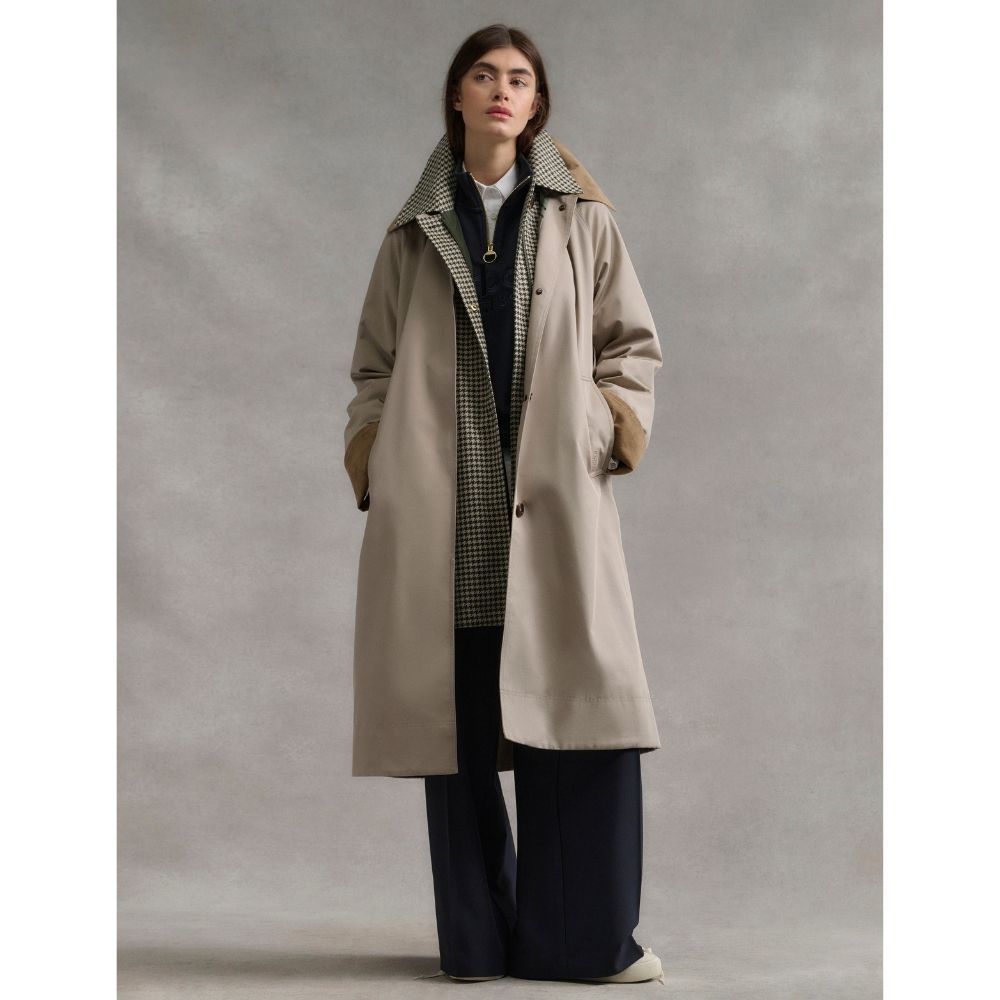 Barbour Womens Kennedy Check Showerproof Jacket Sage Houndstooth Mist