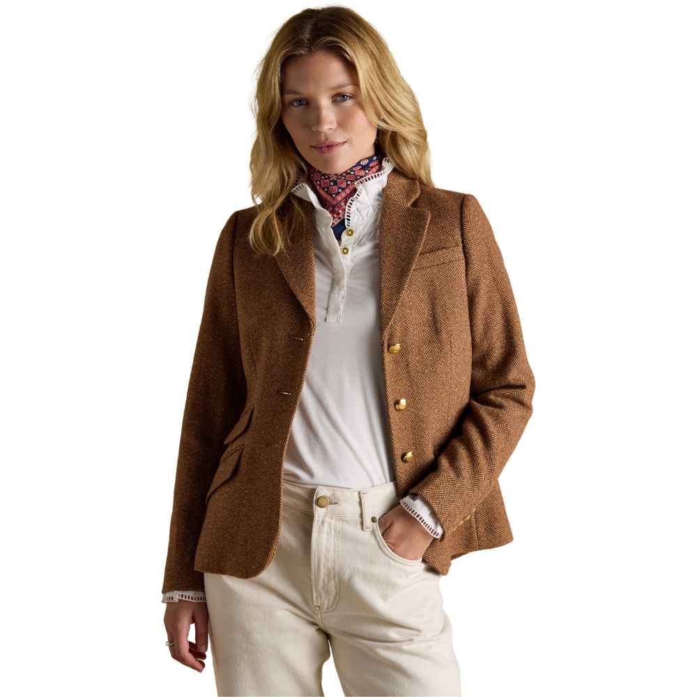 Joules Canterly Tweed Hacking Jacket Brown Herringbone
