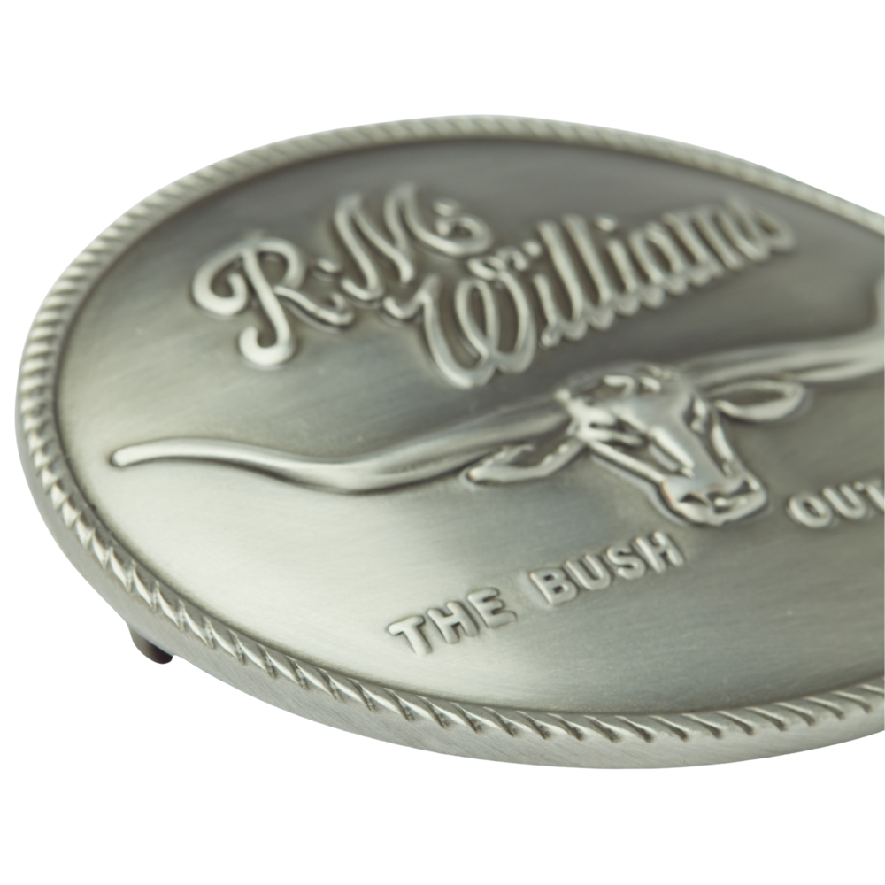 RM Williams Logo Buckle Antique Silver