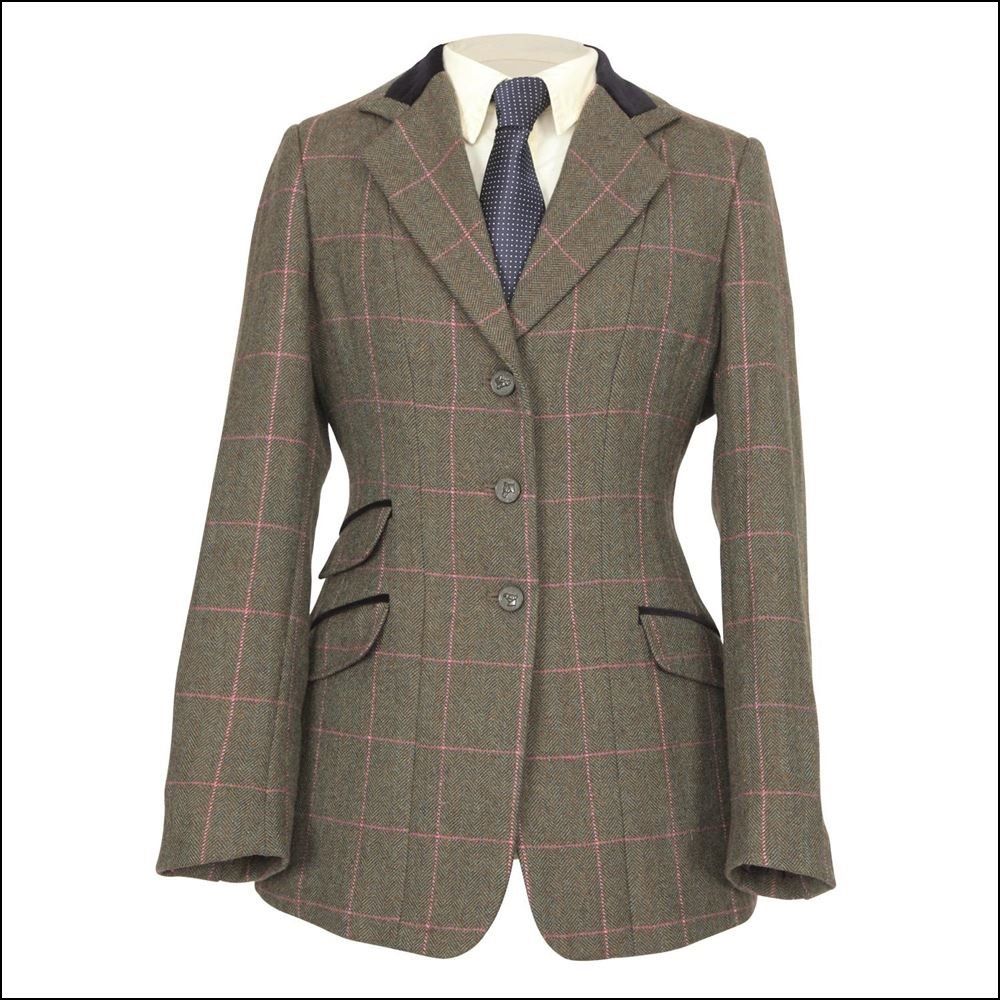Shires Childrens Huntingdon Show Jacket Green / Pink Check at Chelford ...