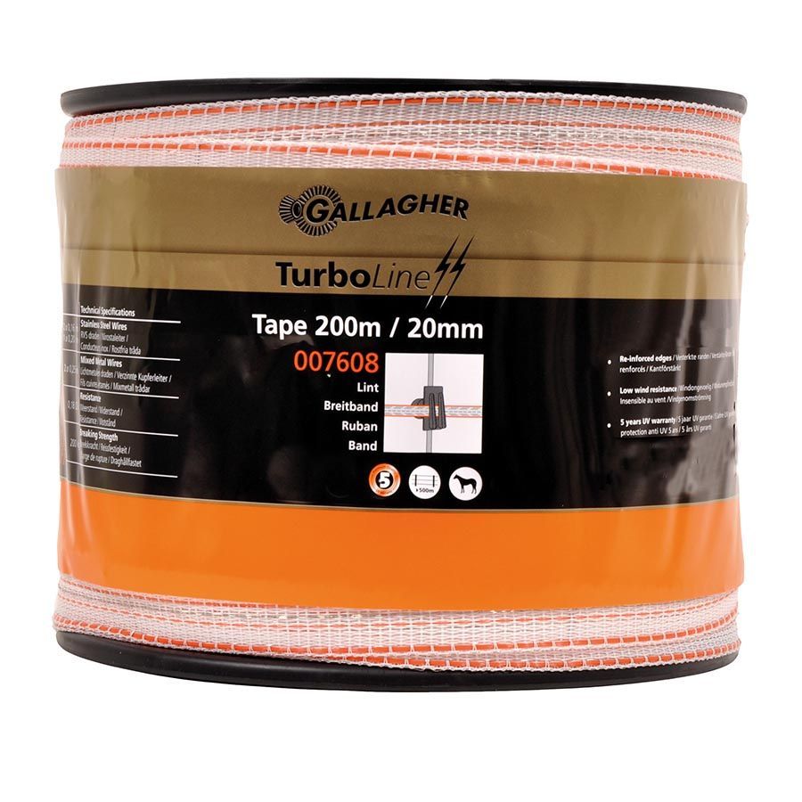 Gallagher TurboLine Tape 20mm White 200m